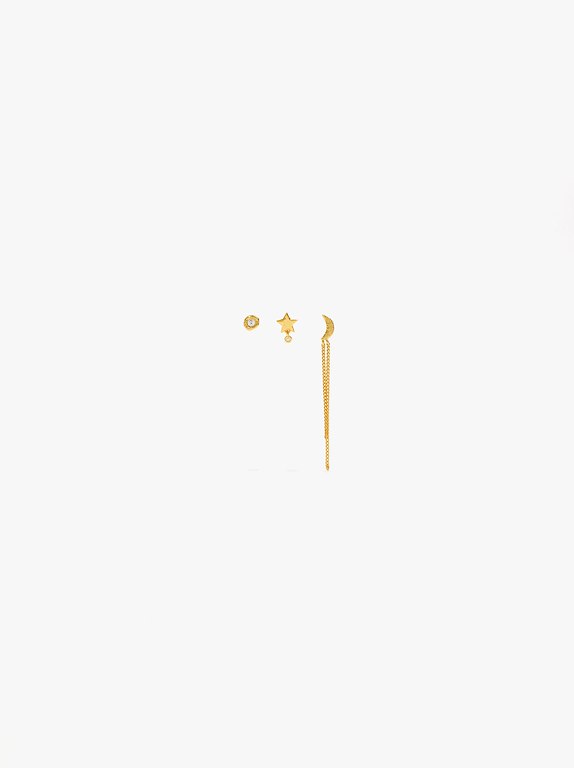 SET OF STAR MOTIF EARRINGS WITH 18K GOLD PLATING