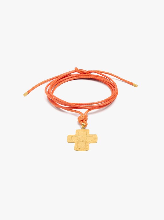 NECKLACE WITH CROSS PENDANT GOLD PLATED - 925 STERLING SILVER