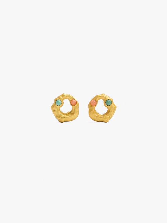 EARRINGS WITH STONES 18K GOLD PLATED - 925 STERLING SILVER