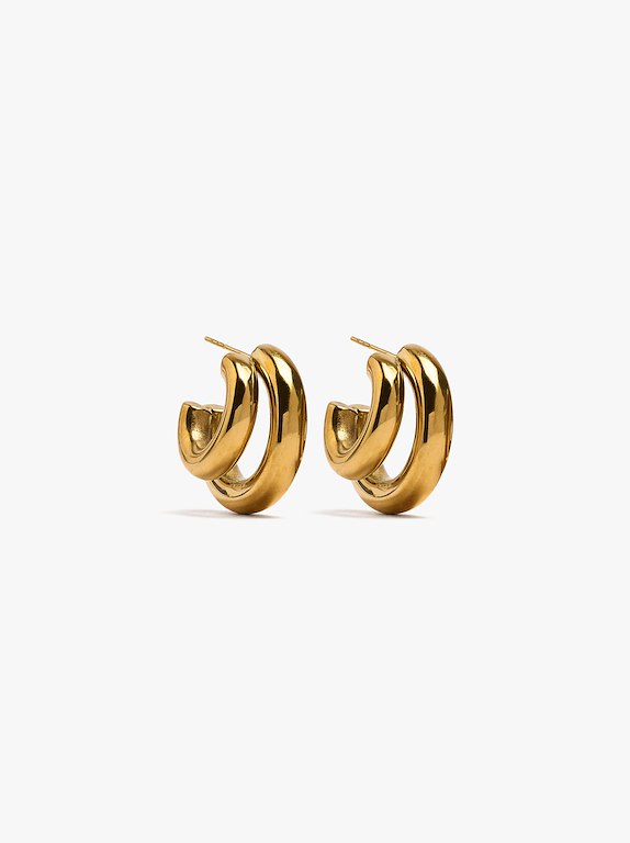 DOUBLE TUBULAR HOOP EARRINGS - STAINLESS STEEL
