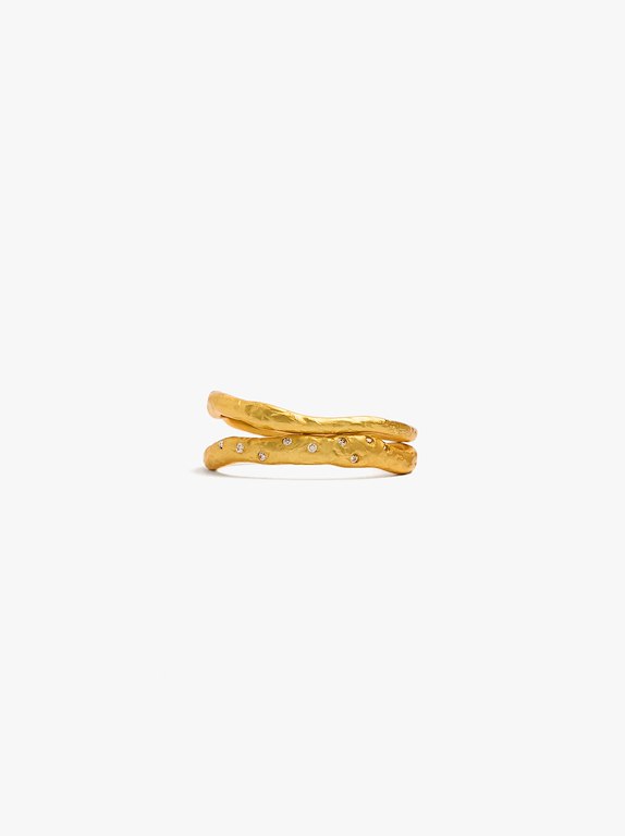 SET OF IRREGULAR RINGS WITH ZIRCONIAS WITH GOLD PLATED 18K