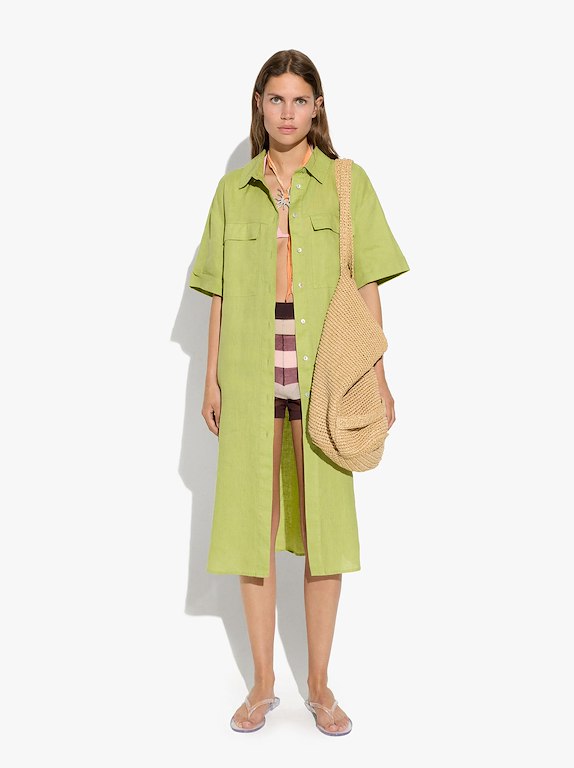 SHIRT DRESS 100% LINEN