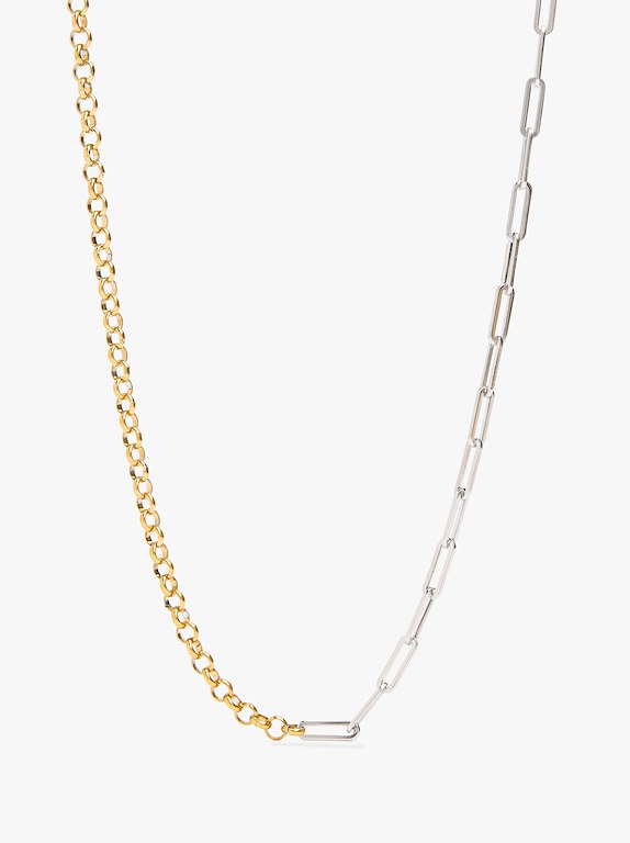 SHORT BICOLOR NECKLACE WITH LINKS - STAINLESS STEEL