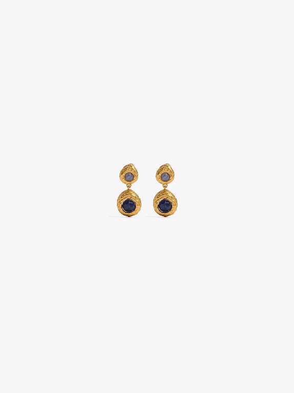 EARRINGS WITH STONES 18K GOLD PLATED - 925 STERLING SILVER