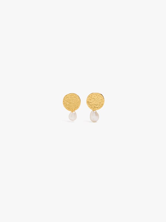 EARRINGS WITH PEARL 18K GOLD PLATED - 925 STERLING SILVER