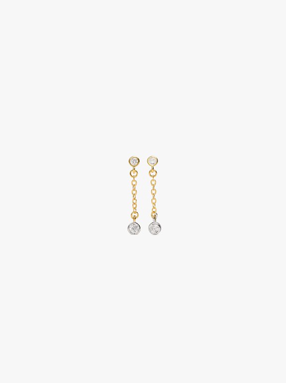 EARRINGS WITH CHAIN AND ZIRCONIAS - 925 STERLING SILVER