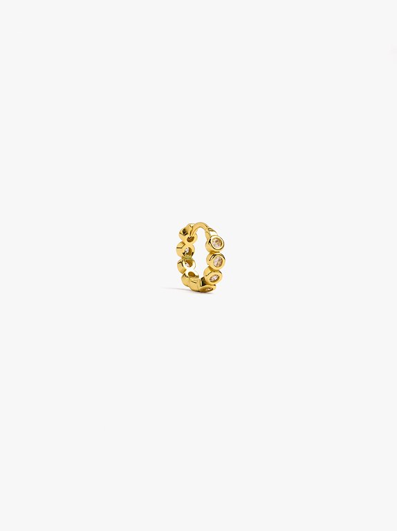 INDIVIDUAL HOOP WITH ZIRCONIA 18K GOLD PLATED - 925 STERLING SILVER
