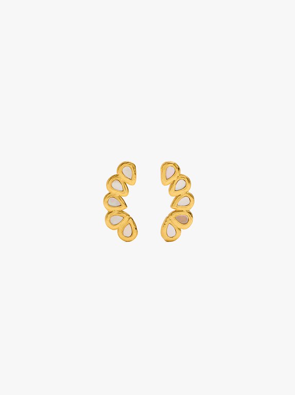 OVAL-SHAPED EARRINGS WITH 18K GOLD PLATED PEARLS