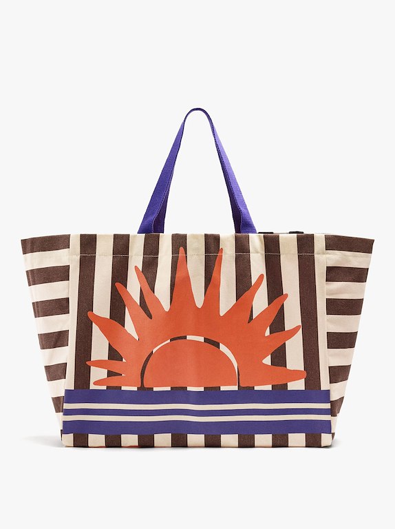 SHOPPER BAG WITH STRIPES WITH PRINTED