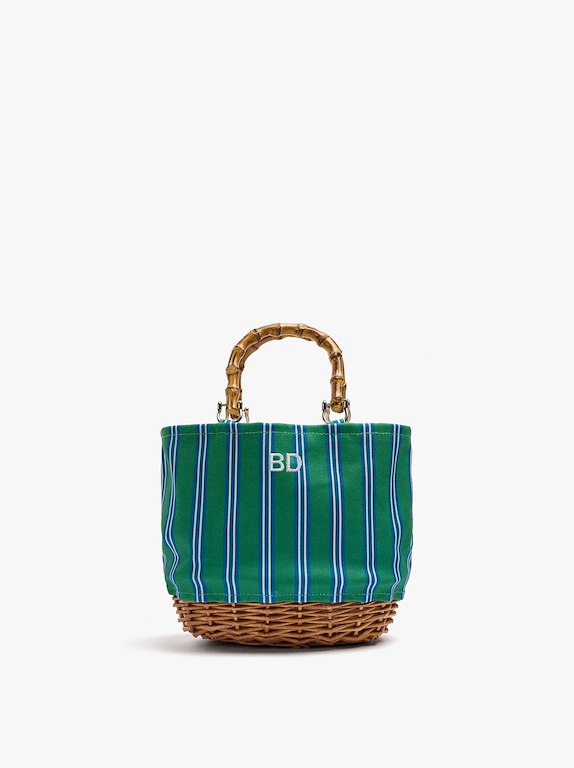 TOTE BAG CANVAS WITH RATTAN BASE M