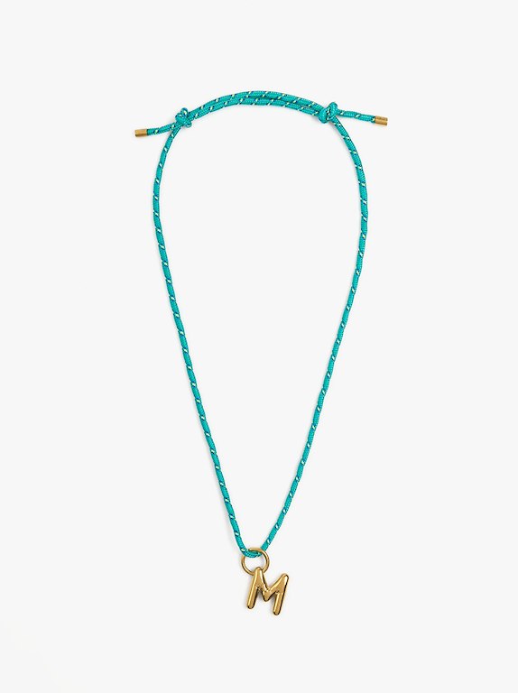 NECKLACE WITH ADJUSTABLE DRAWSTRING WITH LETTER M - STAINLESS STEEL