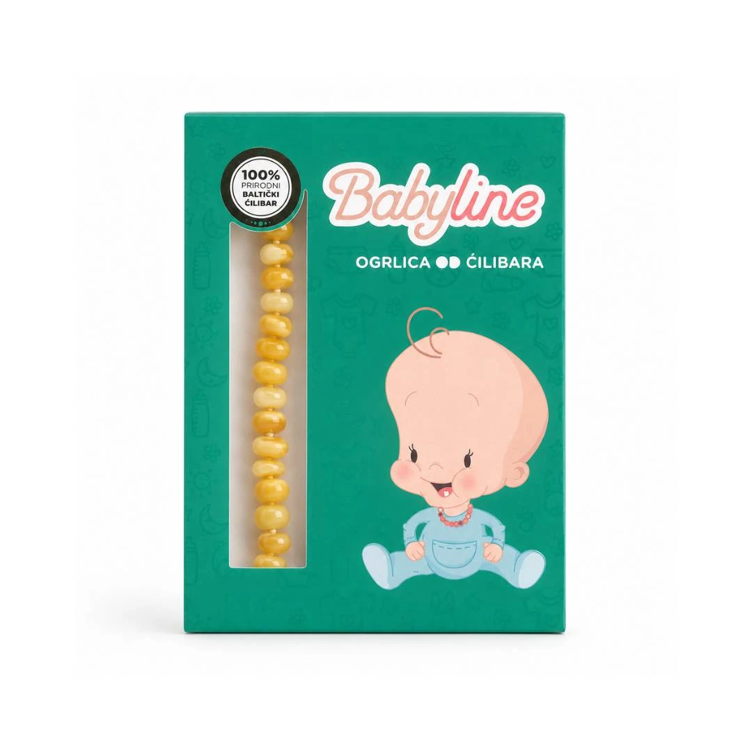 Babyline Ogrlica od Ćilibara Baroque Bela