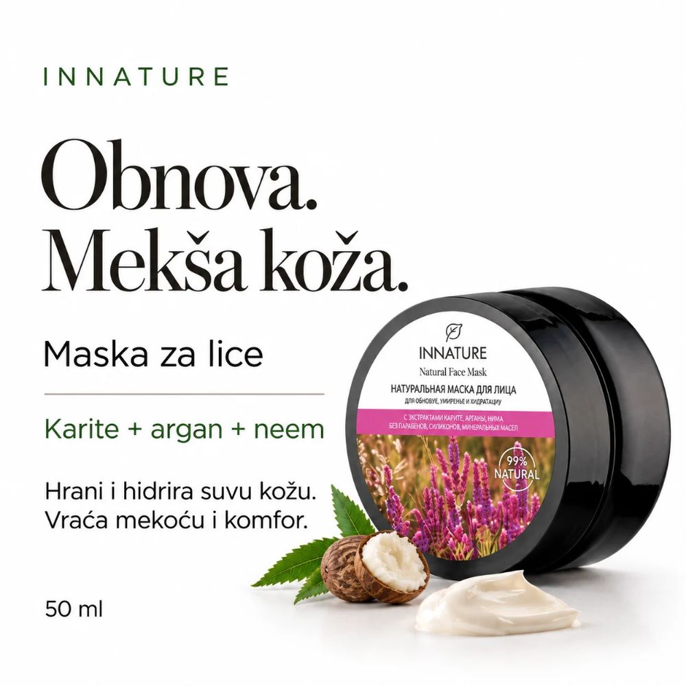 INNATURE Maska za suvu kožu lica Karite, argan i neem 50 ml