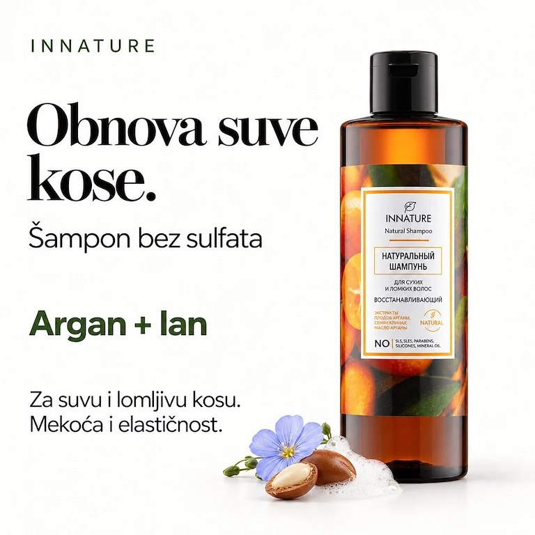 INNATURE Šampon bez sulfata Argan i lan 250 ml