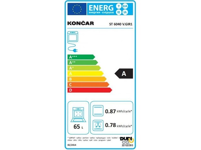 Končar ST 6040 V.GIR1 Električni šporet