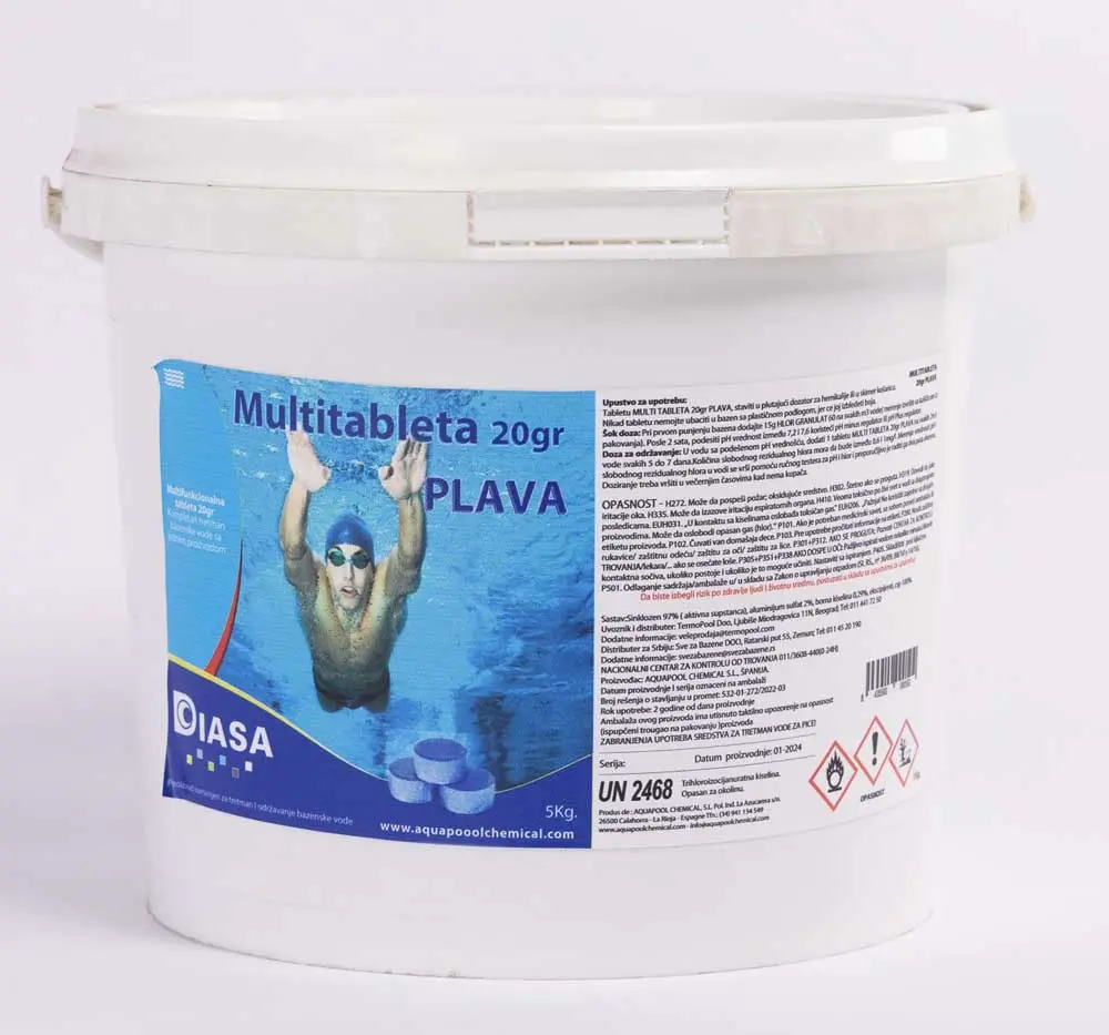 Multi tablete za tretman vode u bazenima Plave 20gr 5kg