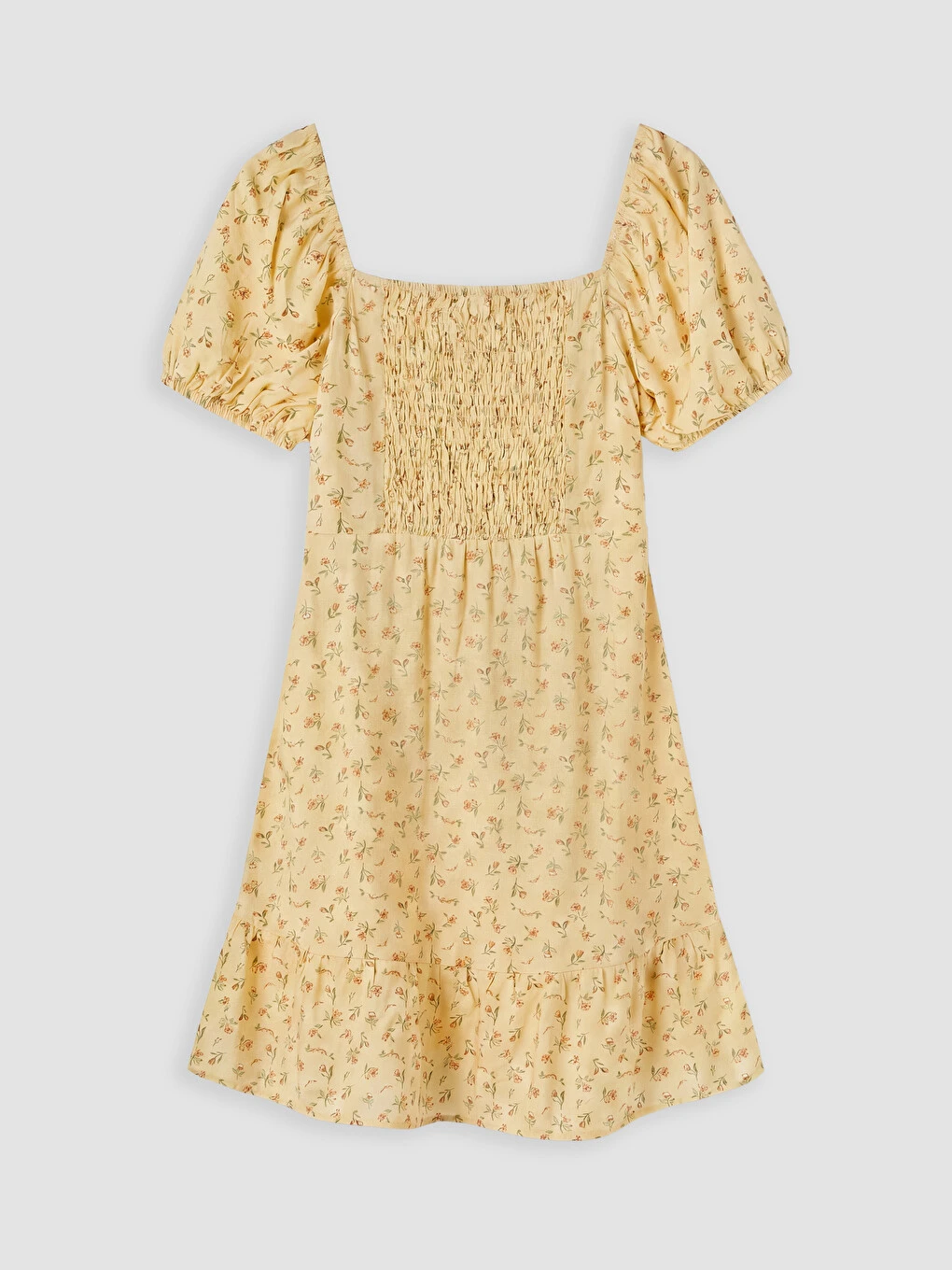 LCW Comfort Mini Haljina Sa Kvadratnom Kragnom I Cvetnim Dezenom