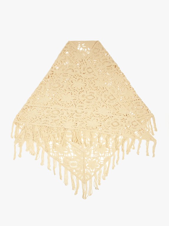 FLORAL SHAWL WITH COTTON CROCHET