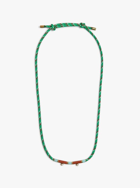NECKLACE WITH CORD ENAMELLED SEGMENTS - STAINLESS STEEL