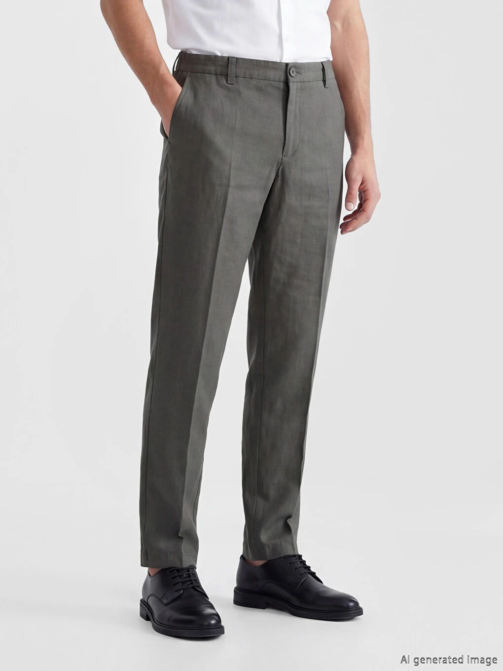 SOUTHBLUE Pantalone Ravnog Kroja Sa Izgledom Lana Na Falte Za Muškarce