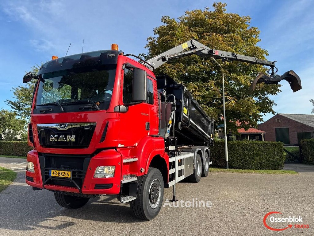 MAN TGS 26.360 6x6 Euro 6 met 2 zijden kipper en HMF 1643Z2 kraan, 6 kiper