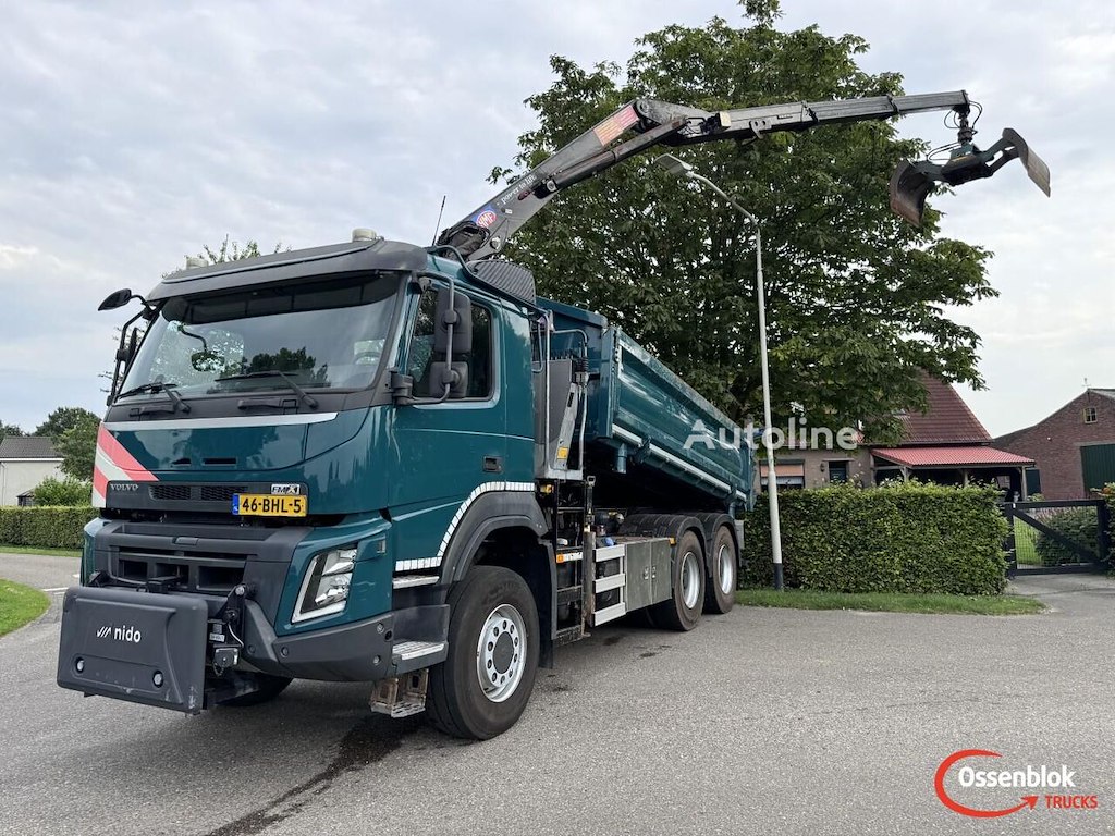 Volvo FMX 370 6x6 Euro 6 with 2-sided tipper and HMF 1643 Z2 crane, 6x kiper