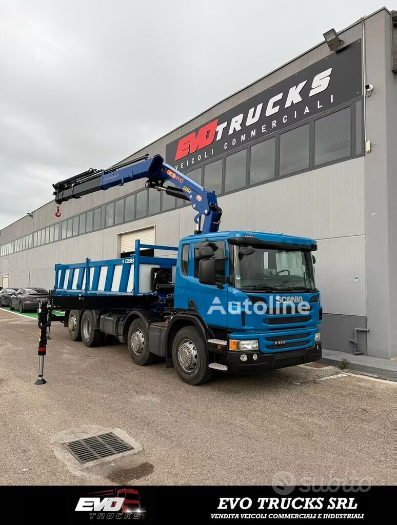 Scania P410 4 ASSI , RETARDER, GRU PM 32.5 PX NUOVO kiper