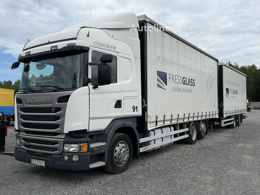 Scania R410 kamion sa klizna zavesa cerada + prikolica sa kliznom ceradom
