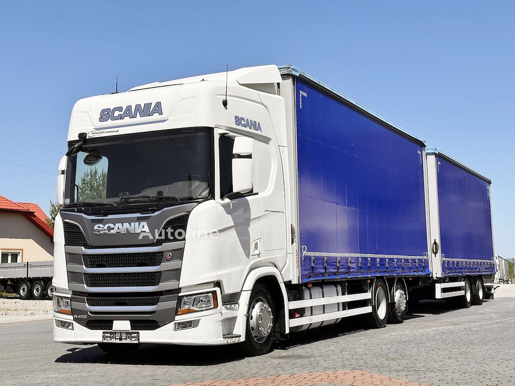Scania R410 kamion sa klizna zavesa cerada + prikolica sa kliznom ceradom