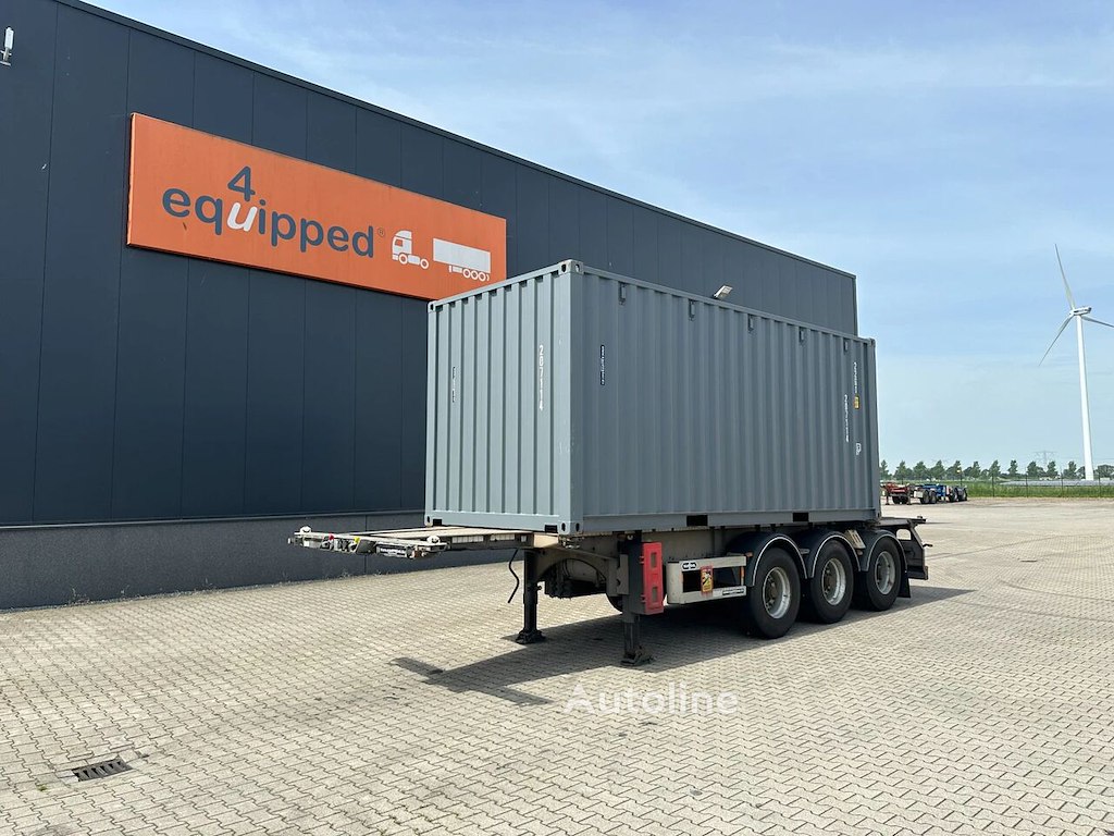 Van Hool 20FT/30FT ADR CHASSIS + new (ONE-WAY) 20FT DV 8'6" container, poluprikolica za prevoz kontejnera