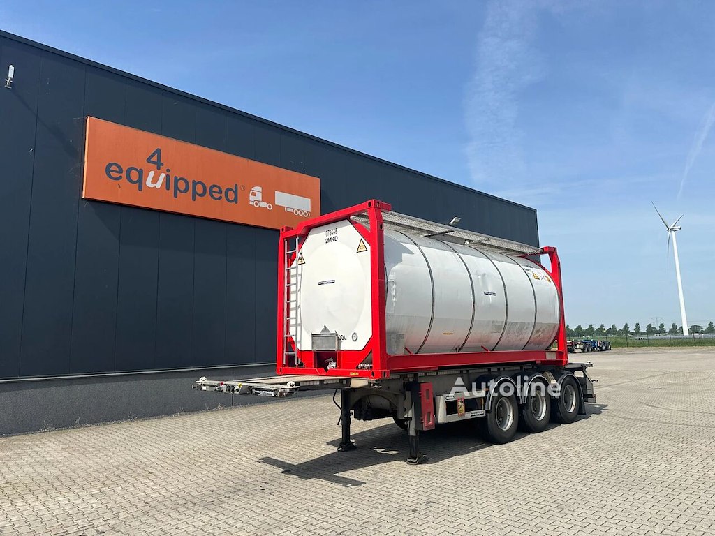 Van Hool 20FT/30FT ADR CHASSIS + 20FT TANKCONTAINER 25.000l /1-COMP. poluprikolica za prevoz kontejnera
