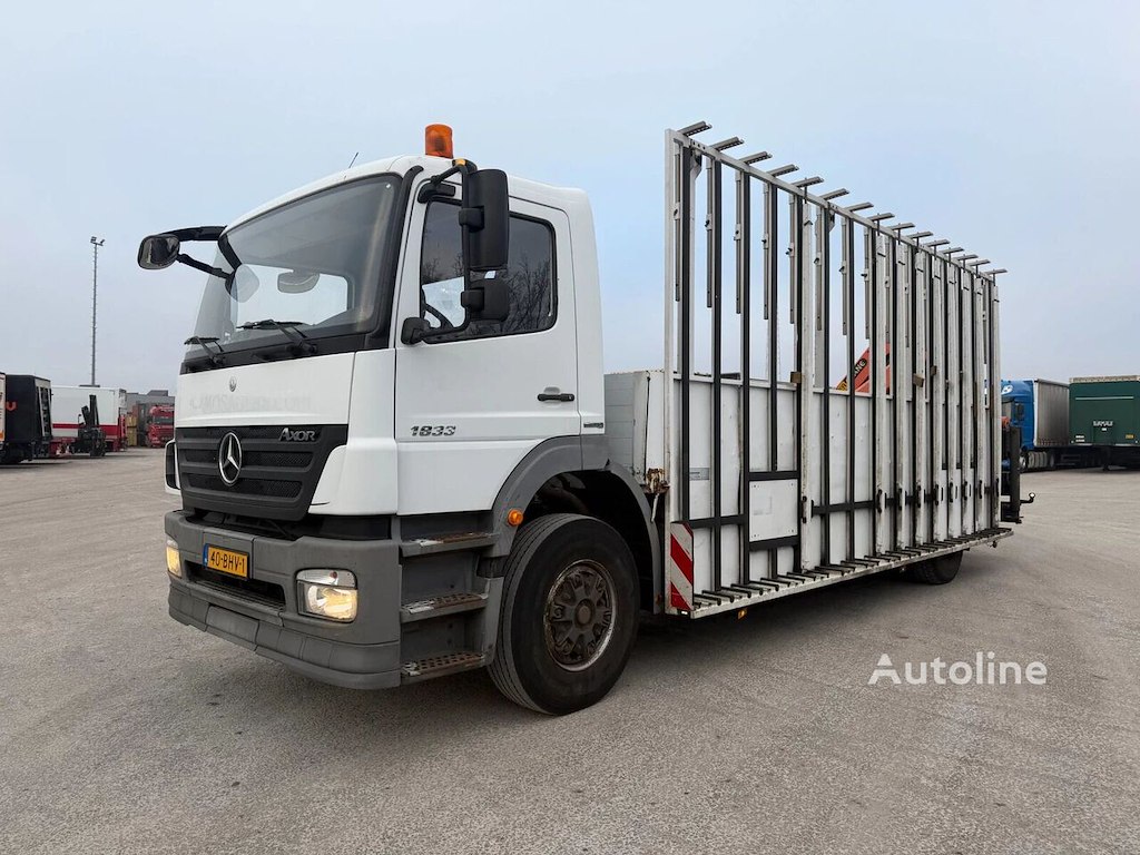 Mercedes-Benz Axor 1833 met Palfinger PK12000 kraan, Remote controle, glas vozilo za prevoz stakla