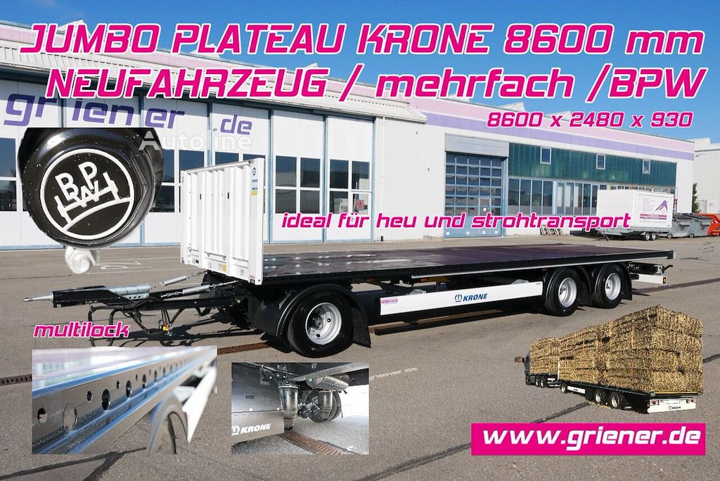 Nova Krone JUMBO ADP 27/ zLNT4 BS / MULTIL./8,6 m/BPW STROH prikolica platforma