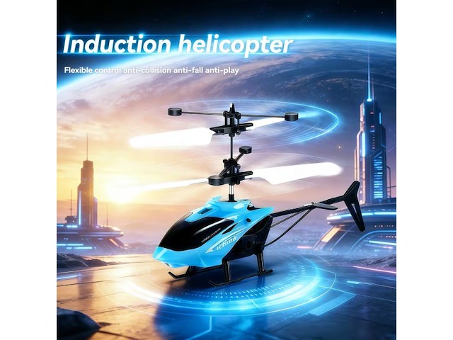 Helikopter na senzor sa LED svetlom, plavi