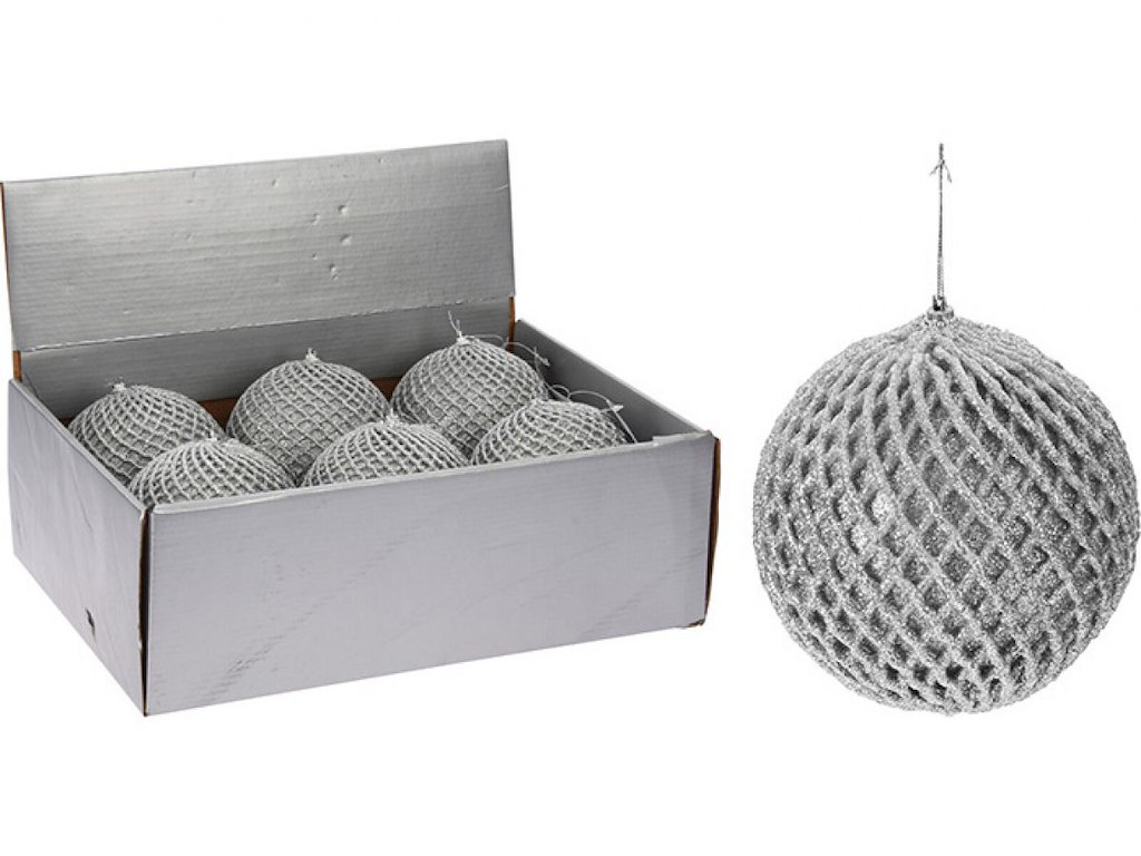 KUGLA NOVOGODIŠNJA 12CM GLITER SILVER CAA126530