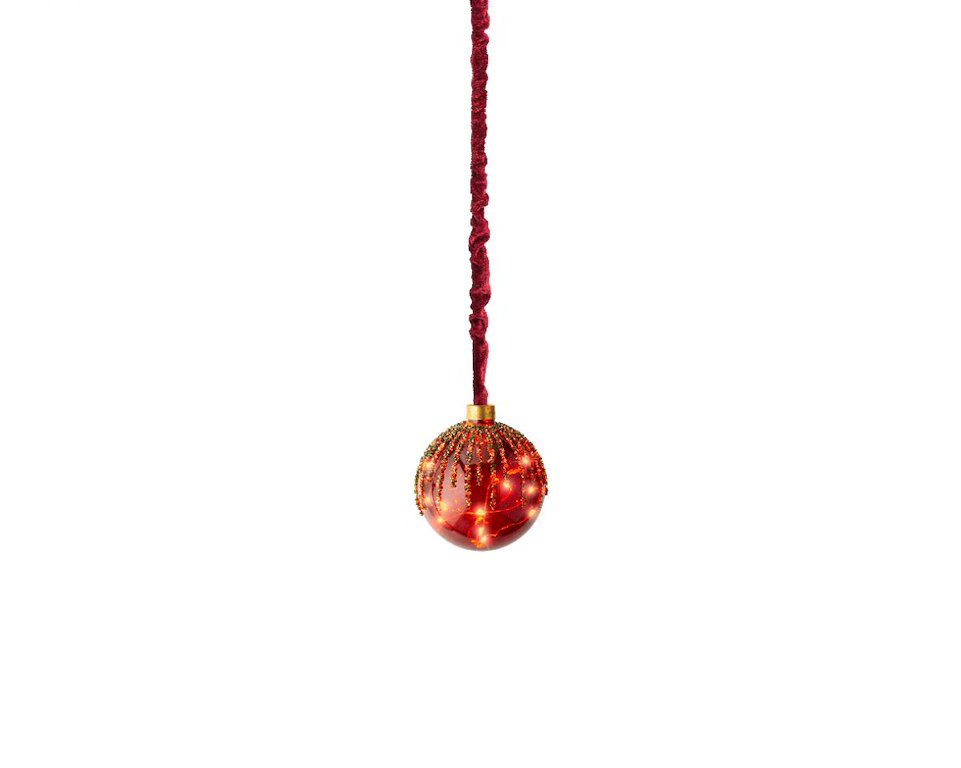 KUGLA NOVOGODIŠNJA SA LED SVETLOM 10CM CRVENA 486304