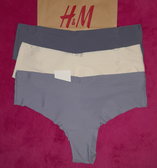 H&M 3kom plave,krem brazilke laser cut NOVO!%