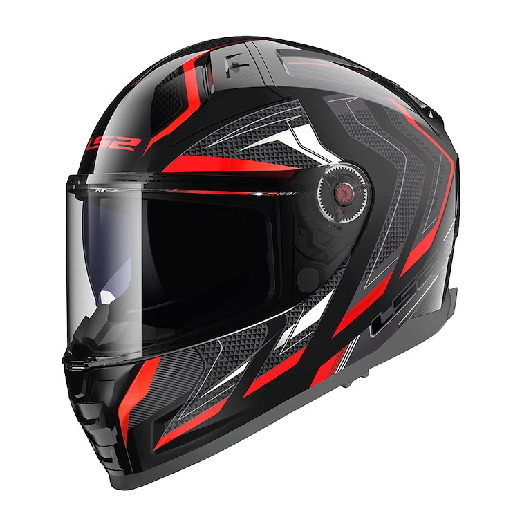 Moto kaciga LS2 Full Face FF811 VECTOR II ALIZER crno crvena sa naočarima
