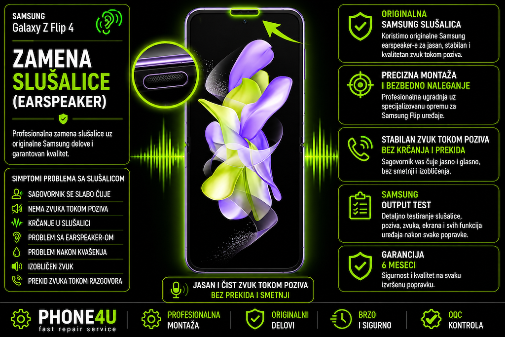 Zamena slušalice Samsung Galaxy Z Flip 4 | Phone4U Novi Sad
