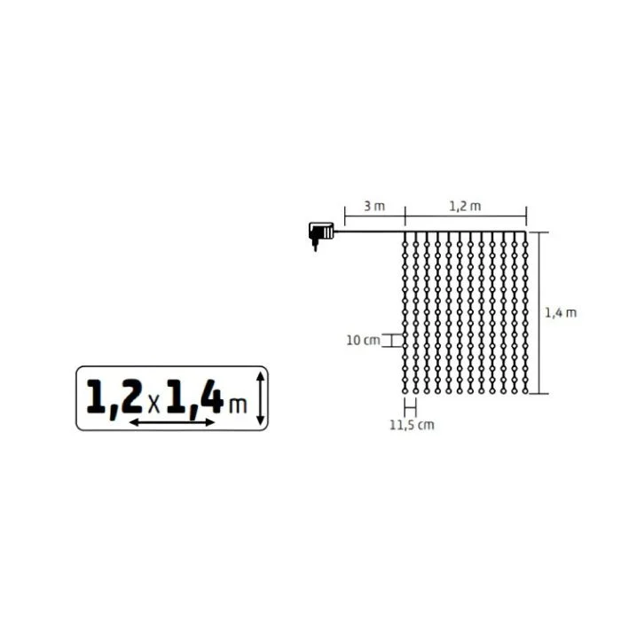 HOME KIN168DWH - LED svetleći niz-zavesa 168 hladno belih LED, 1,2×1,4 m, adapter