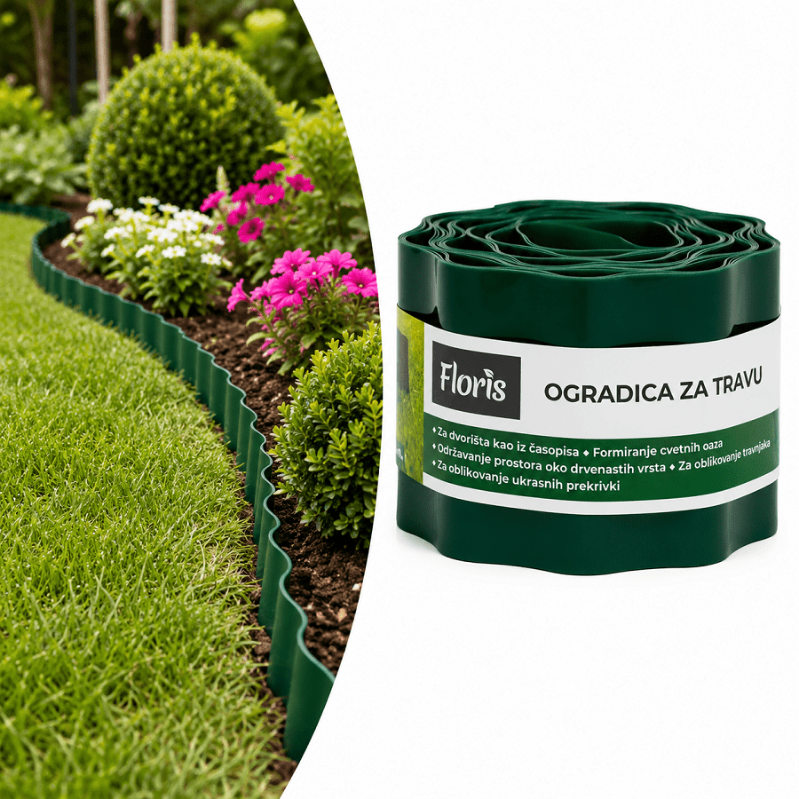 Floris ogradica za travu PVC 10cm x 9m