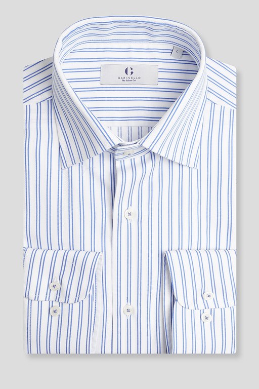 Bela košulja sa plavim prugama slim fit (761L)