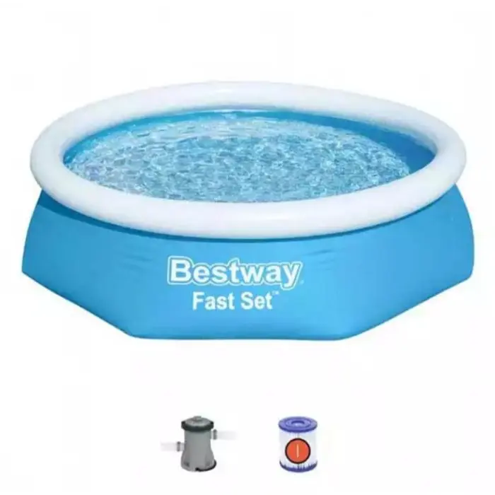 Bestway BAZEN ZA DECU SA PRSTENOM NA NADUVAVANJE Fast set okrugli dimenzija 244 x 61cm set sa pumpom