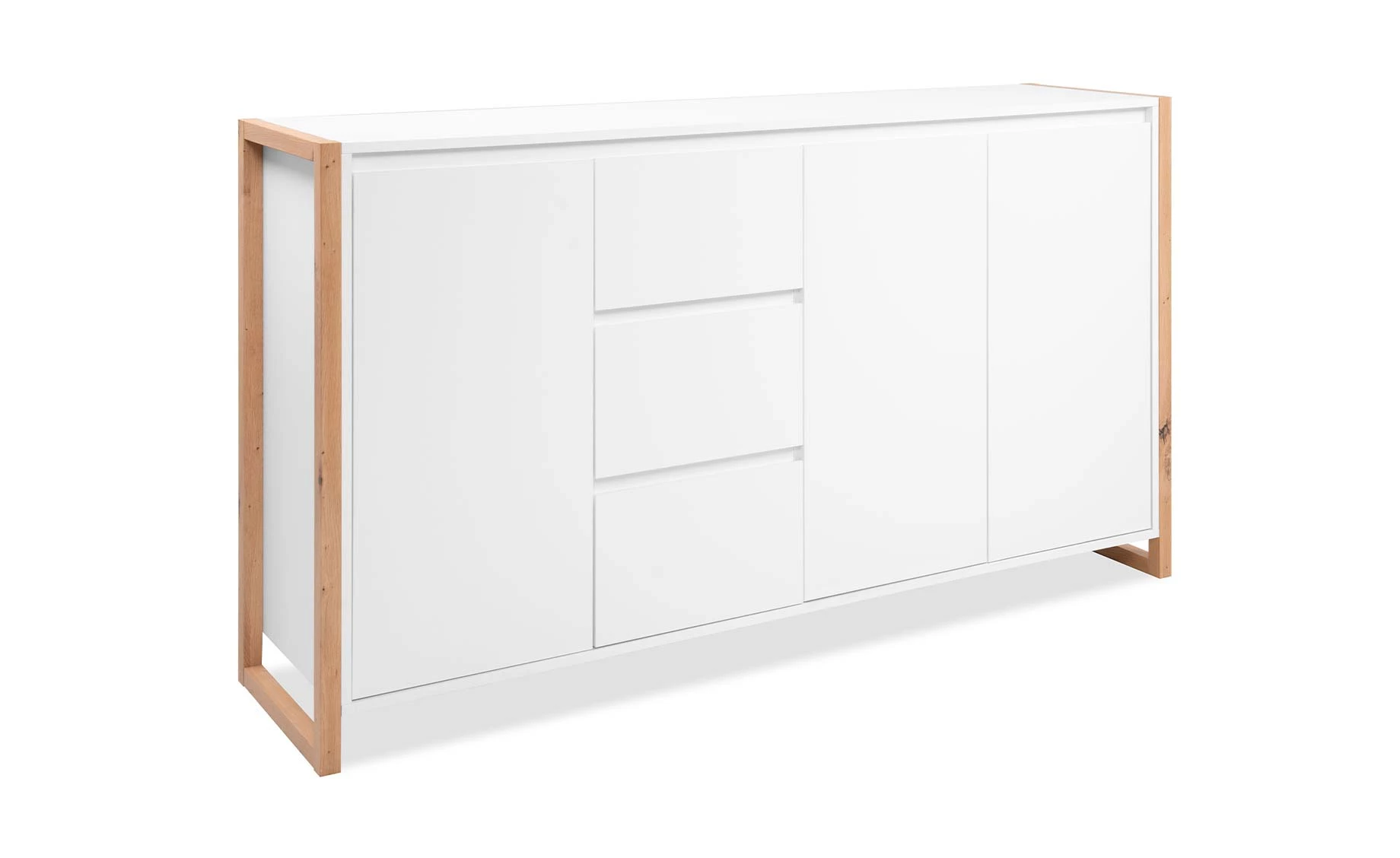 Denver komoda 3 vrata + 3 fioke 160x40x88 cm bela/artisan hrast