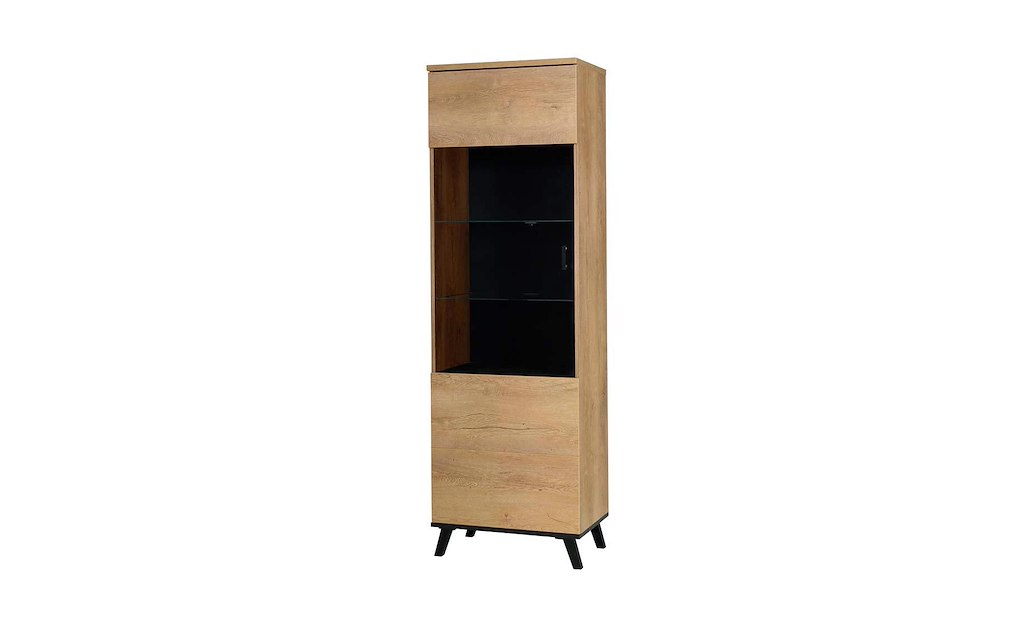 John II uska vitrina 1 vrata 61x42x191 cm hrast/crna