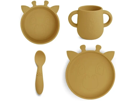 Nuuroo Silikonski set za jelo Lykke Žirafa Dusty Yellow