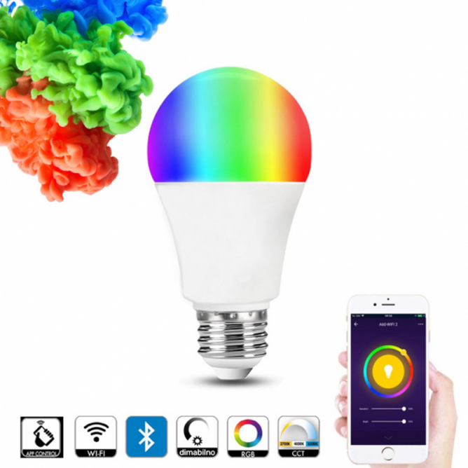 SIJALICA LED E27 LENSLUX 8.8W 806LM A60 RGB/CCT WI-FI KONTROLA
