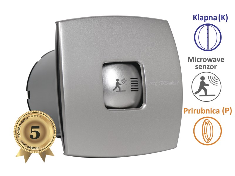 VENTILATOR KUPATILSKI SA MICROWAVE SENZOROM MTG A100SXS-S-K SILVER