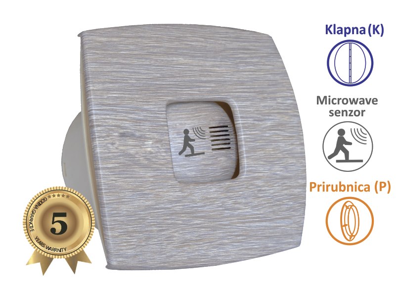 VENTILATOR KUPATILSKI SA MICROWAVE SENZOROM MTG A100SXS-S-K SVETLO DRVO