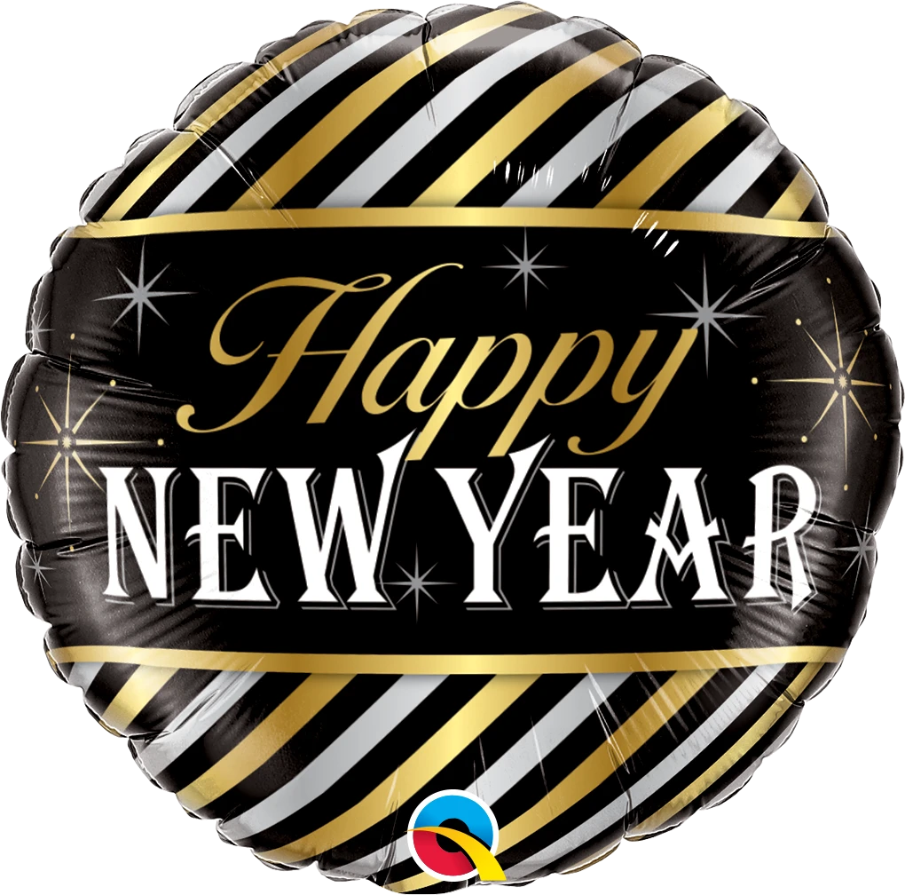Happy new YEAR crno zlatni balon sa prugama